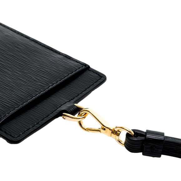 Prada | Bags | Prada Vitello Move Black Leather Logo Plaque Lanyard Cardholder | Poshmark
